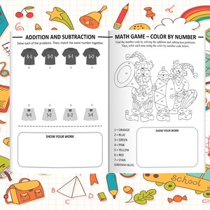 Printable A4 - TWO SETS Preschool + Kindergarten Math Workbook Age 2-7 ...
