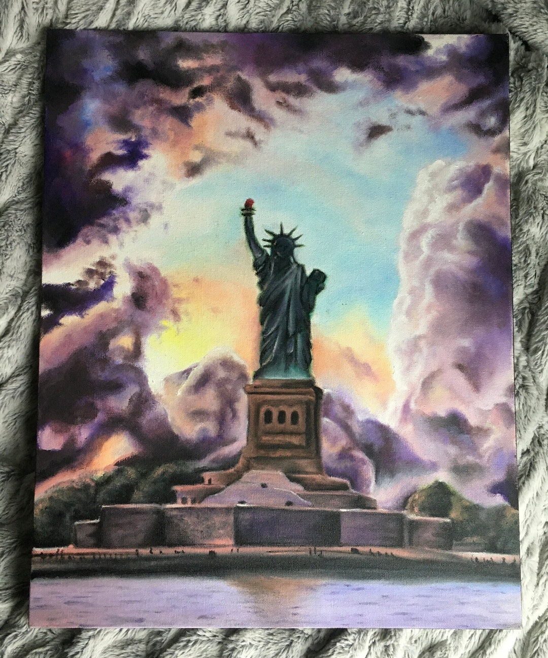 Statue of Liberty/ Patriotic Gift/oil Painting/handmade Sunrise Art ...