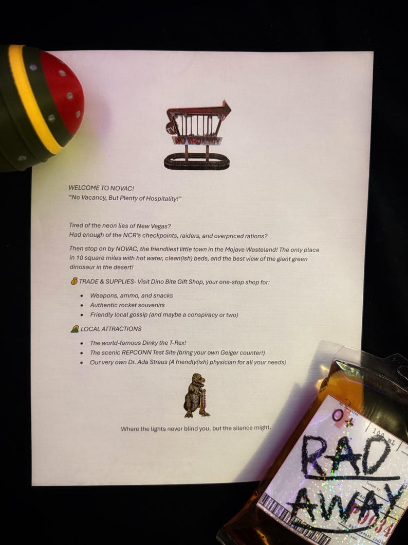 Fallout Novac Advertisement Letter - Etsy
