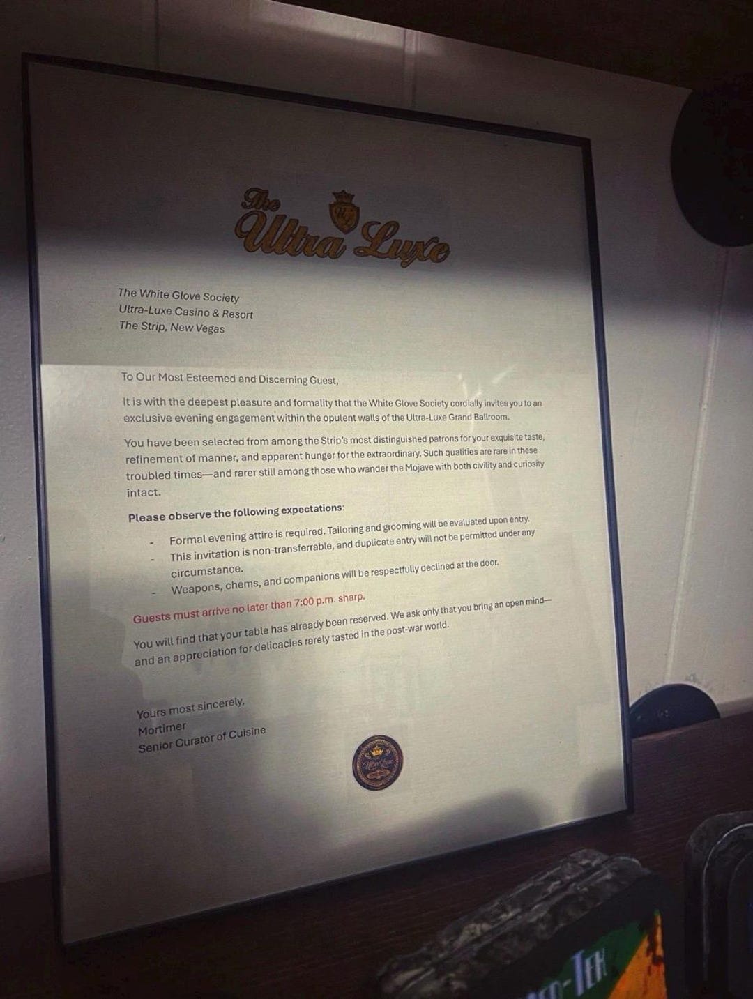 Fallout Ultra Luxe Letter (framed) - Etsy