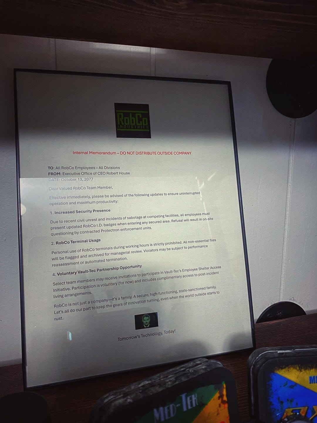 Fallout Robco Interoffice Memo Letter (framed) - Etsy
