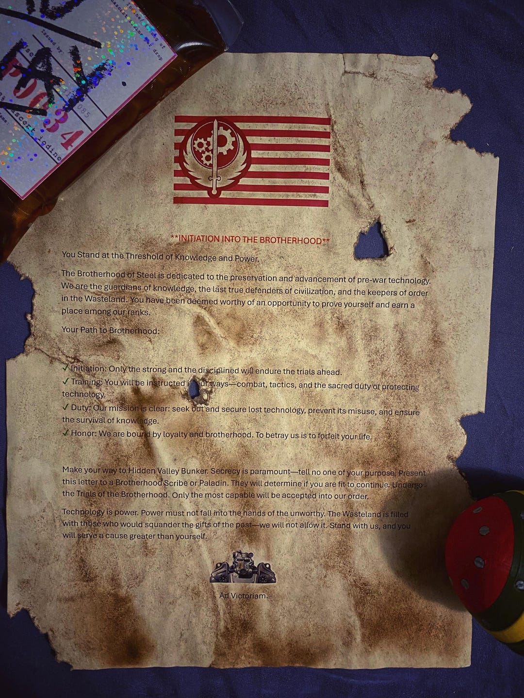 Fallout Brotherhood of Steel Recruitment Letter (weathered) - Etsy