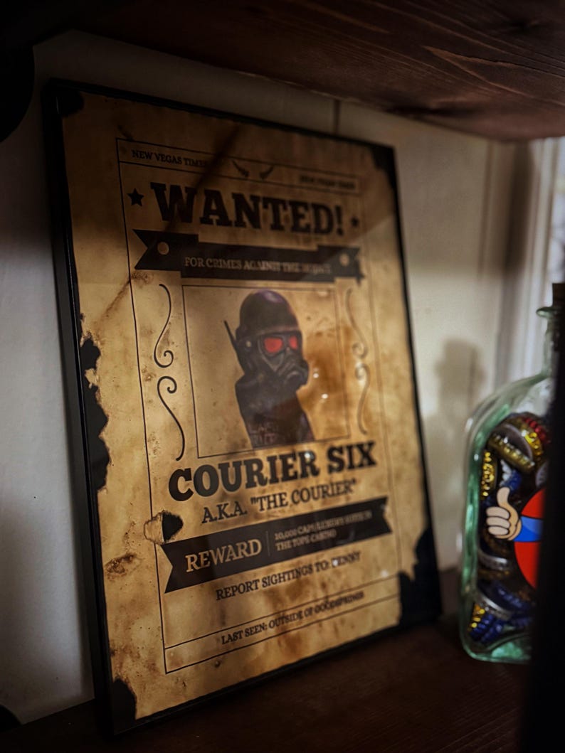 Fallout New Vegas Wanted Poster Courier Six (distressed/framed) - Etsy