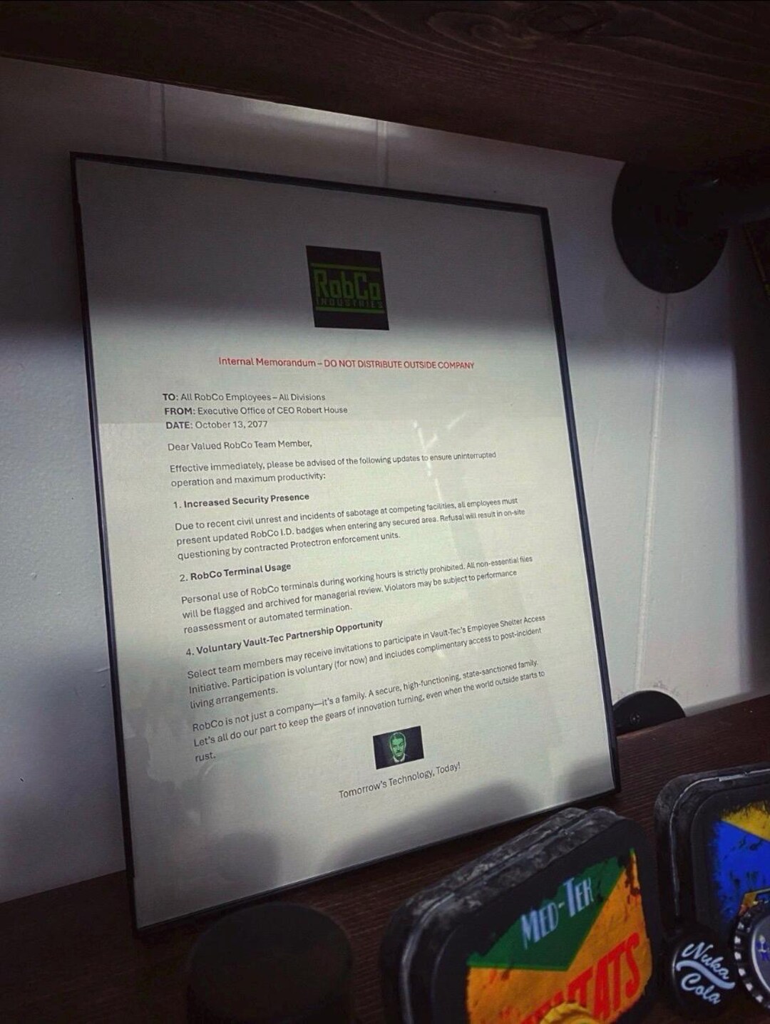Fallout Robco Interoffice Memo (framed) - Etsy