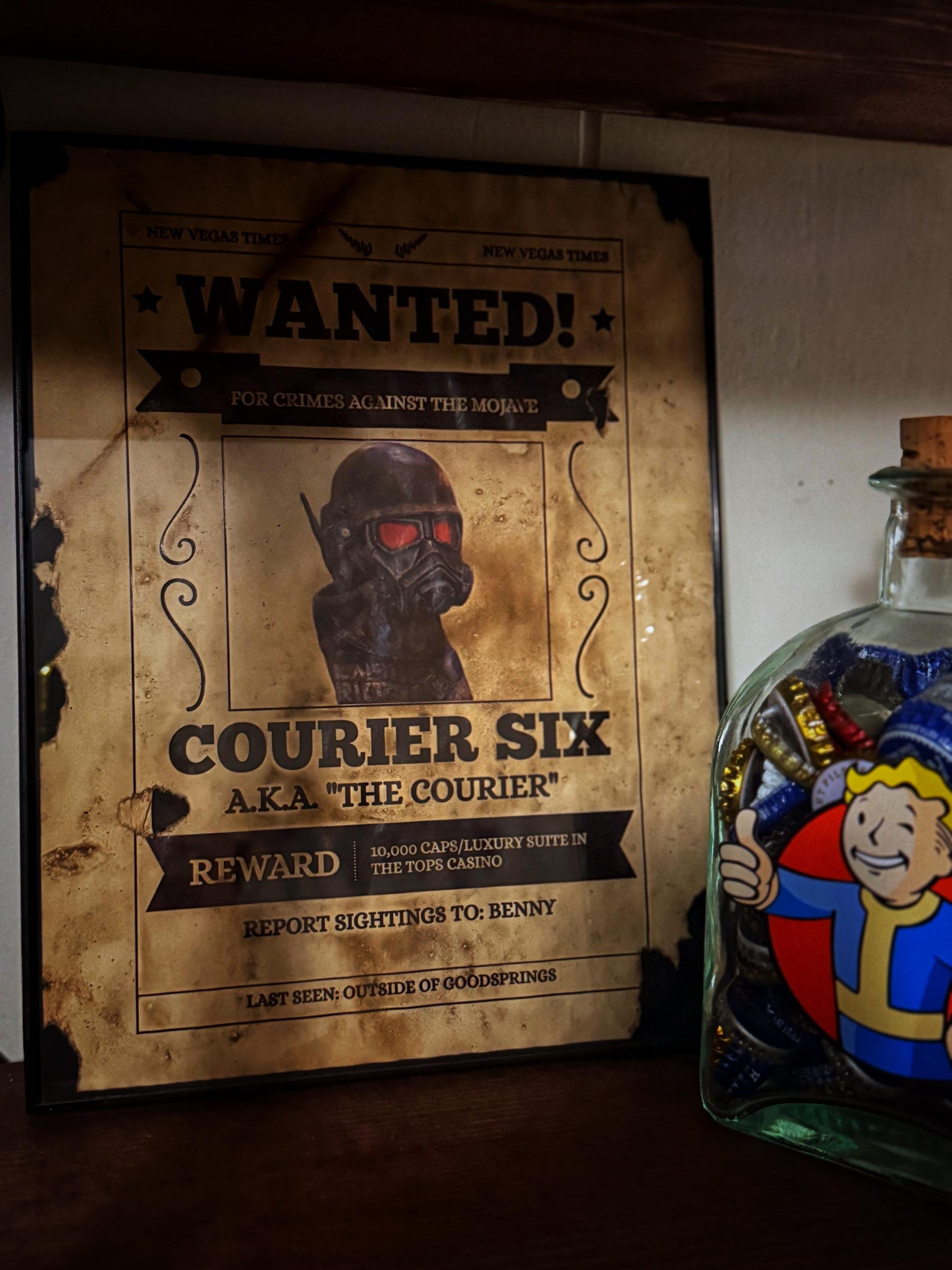 Fallout New Vegas Wanted Poster Courier Six (distressed/framed) - Etsy