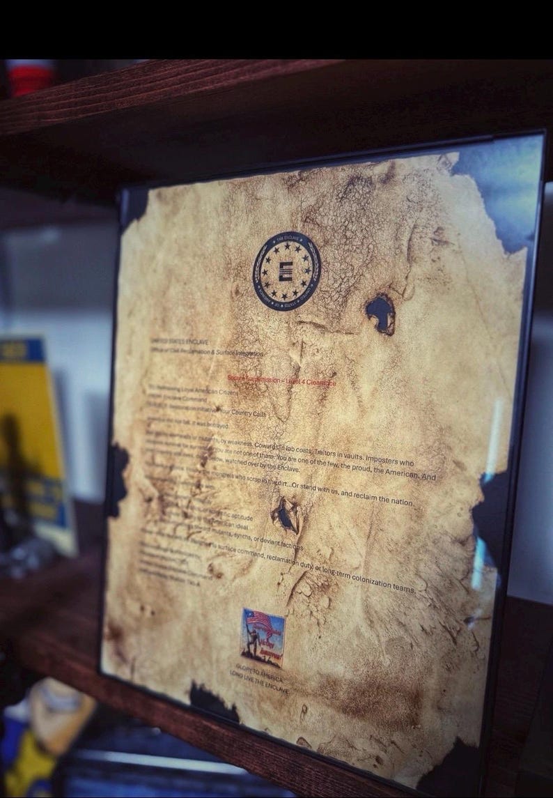 Fallout Enclave Recruitment Letter (distressed/framed) - Etsy