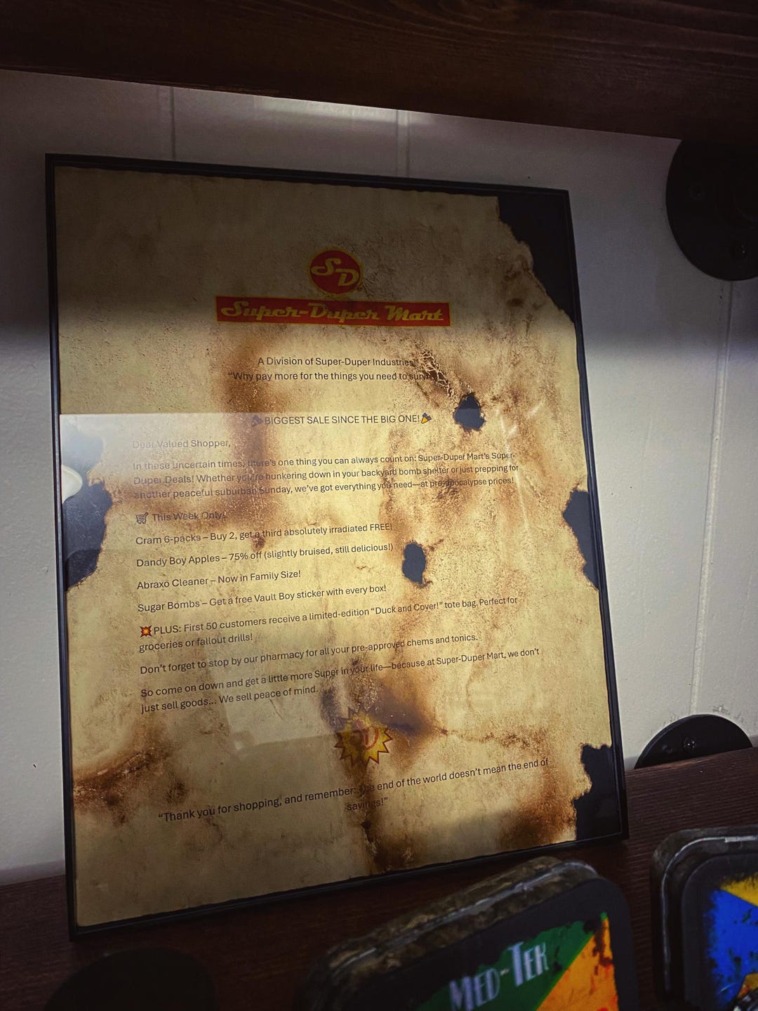Fallout Super Duper Mart Letter (distressed & Framed) - Etsy