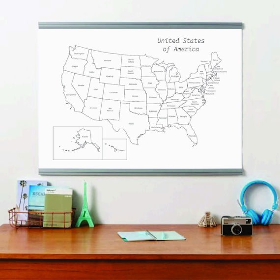 USA Map Wall Art Print for Instant Download as a Minimalist - Etsy