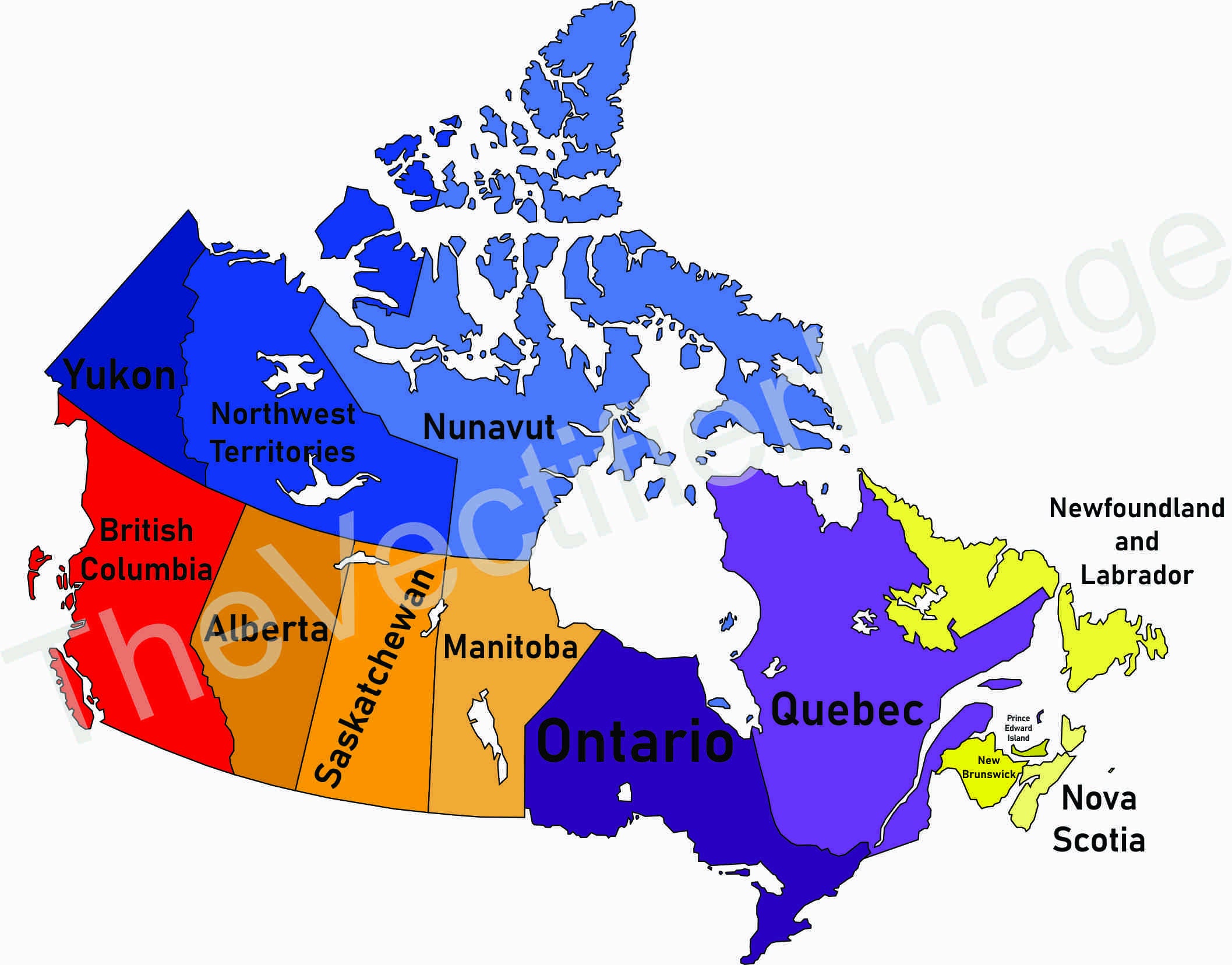 Vector Canada Map by Province Labeled | Etsy