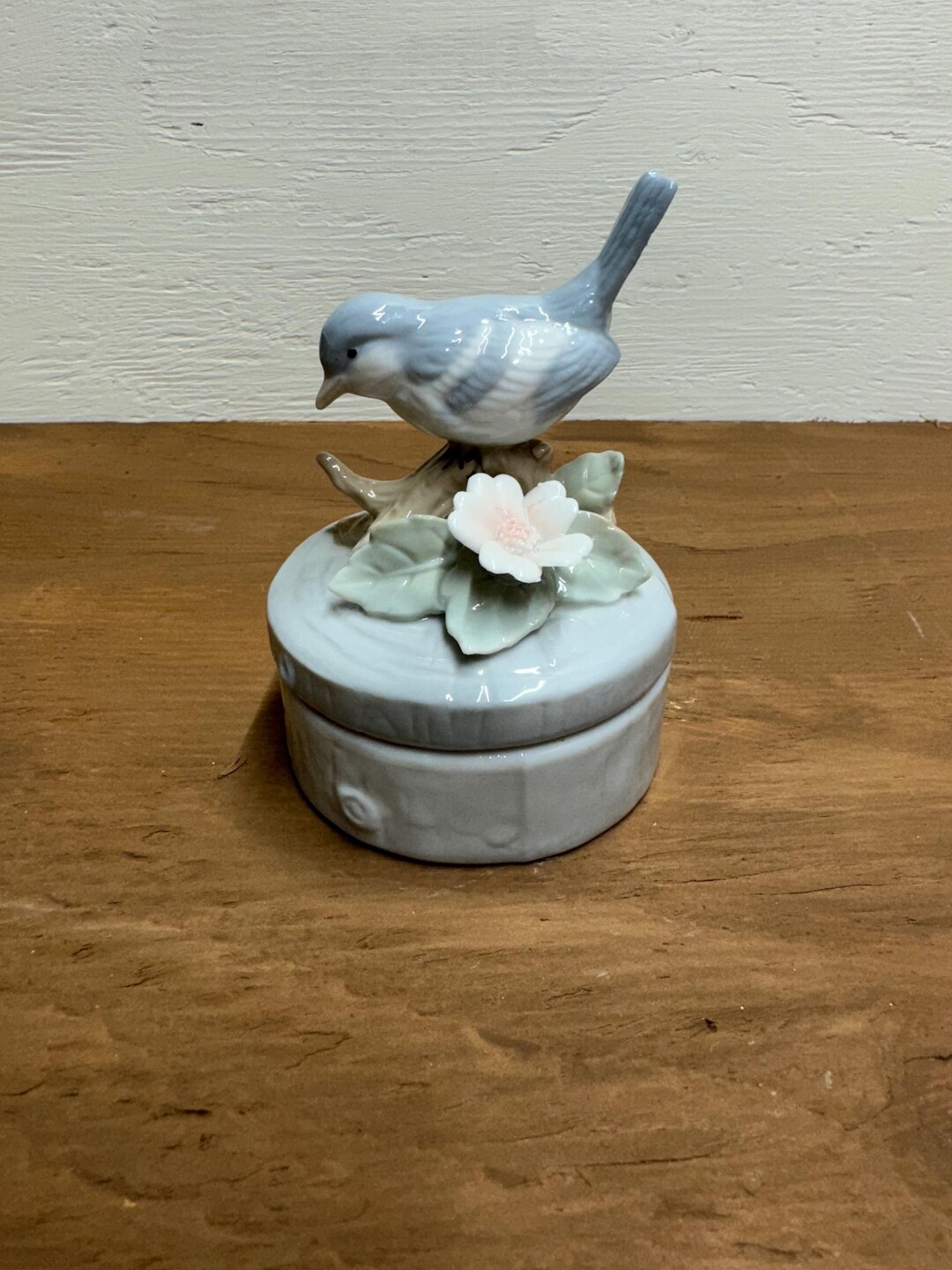 Trinket Jewelry Box With Cover George Good Bluebird Flowers Porcelain ...