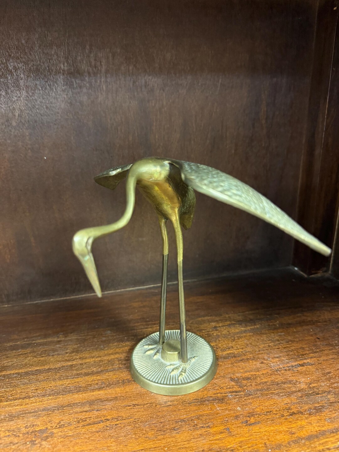 Mid Century Modern Brass Crane Figure - MCM Brass Home Decor ...