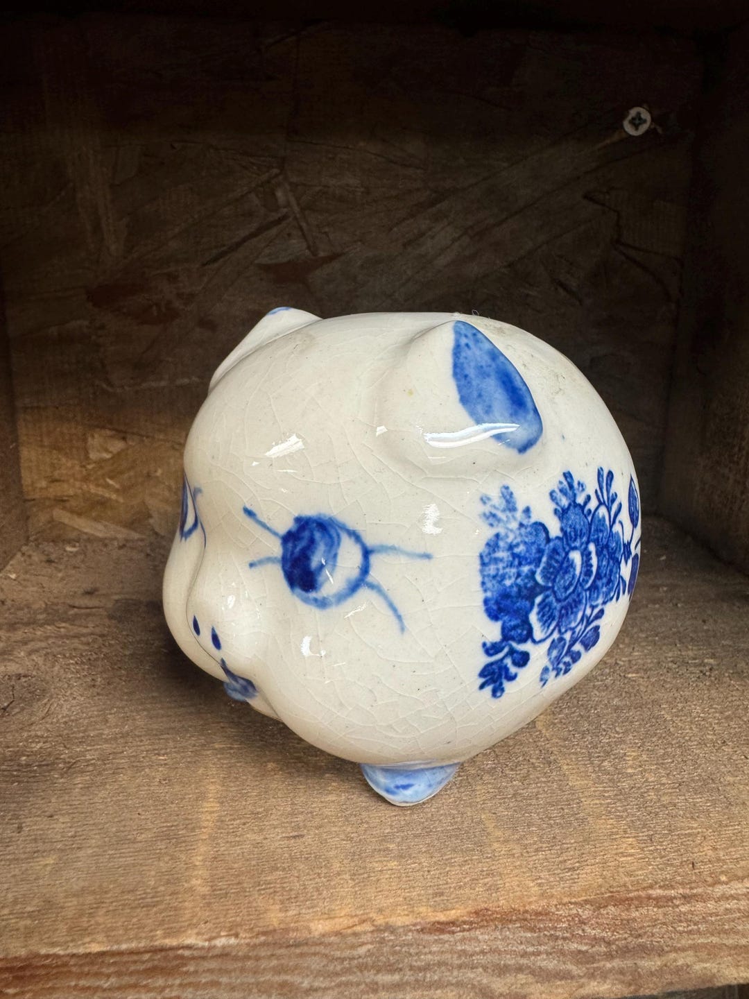 Vintage Blue and White Piggy Bank - Make in Taiwan Ceramic Piggy Bank ...