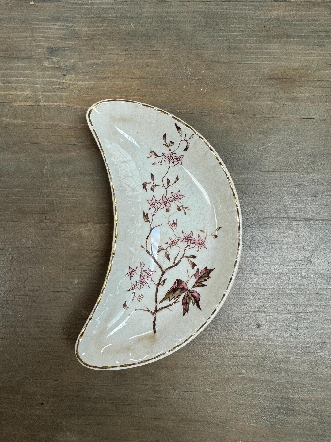 Vintage Moon Shaped Plate - Vintage Iron Stone Cresent Moon Bowl With ...