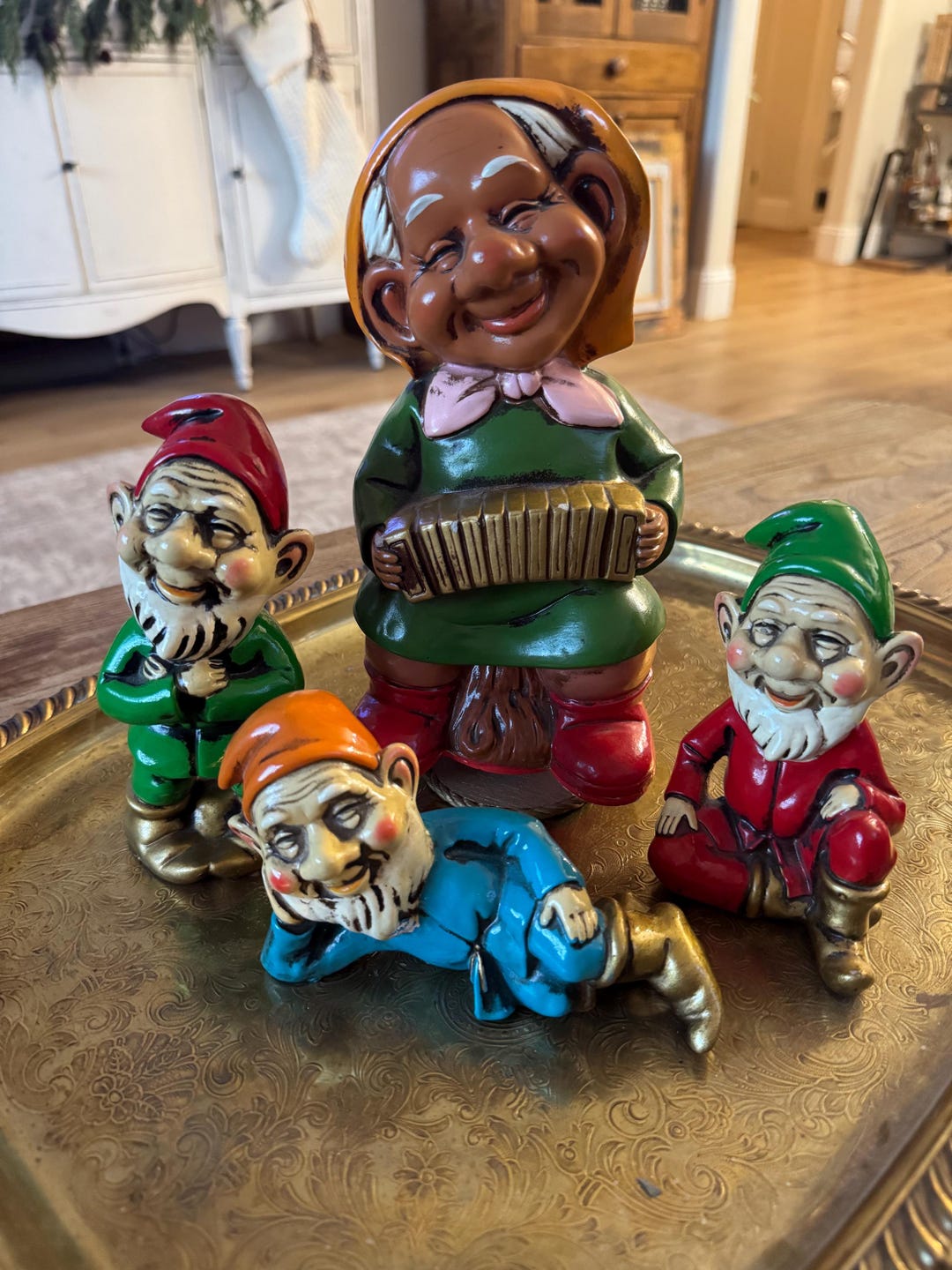 Vintage Paper Mache Gnomes Made in Japan - Set of (4) Elves Dwarfs ...