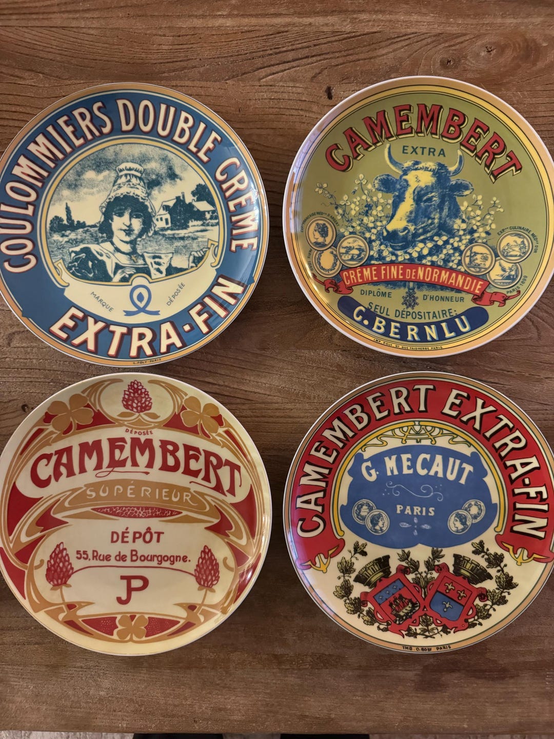 Camembert Extra Fin Cheese Plates in Box International 8.25 Round Set ...