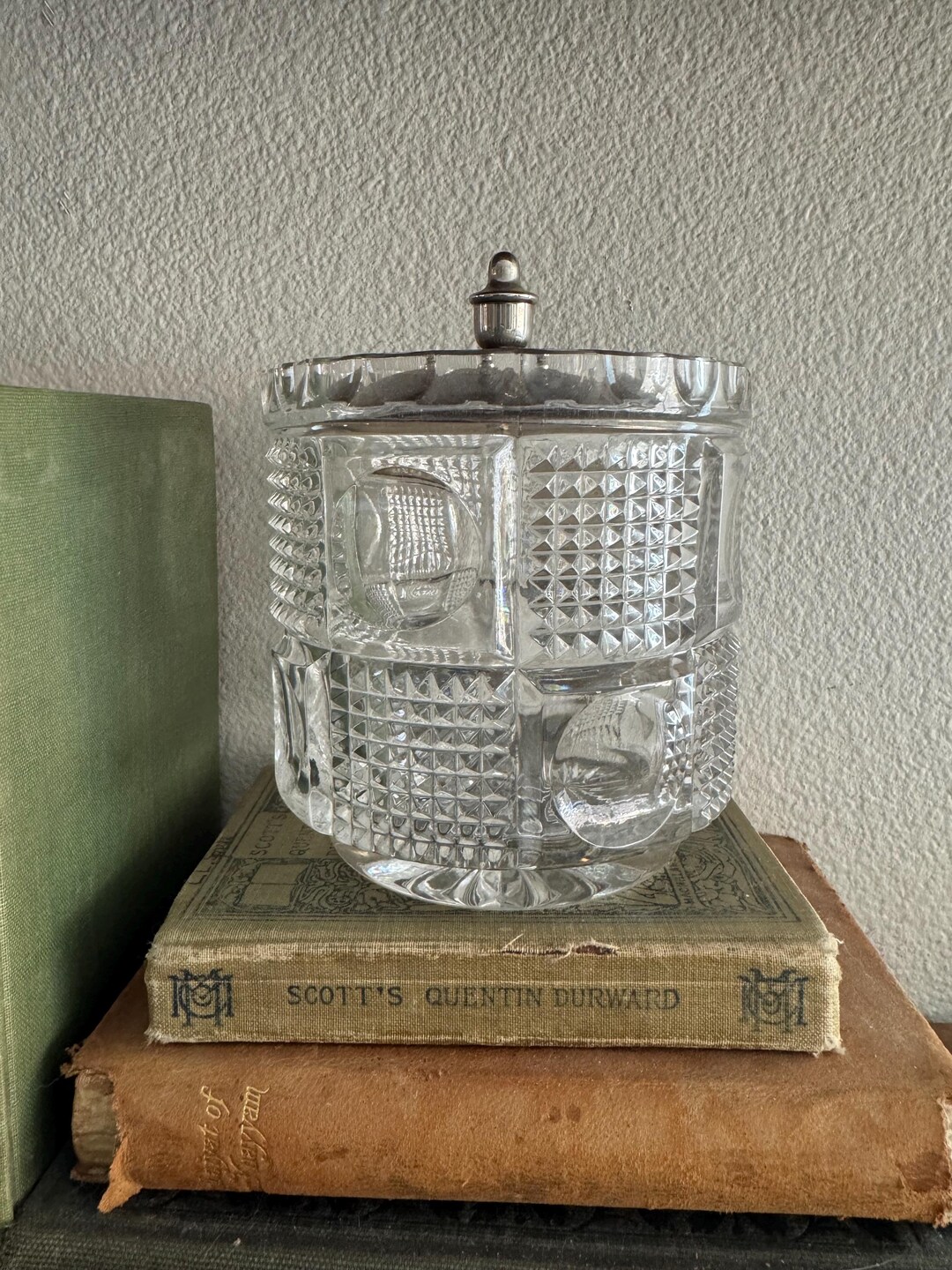Vintage Biscuit Jar With Silver Lid Vintage Small Cookie Jar Vintage ...