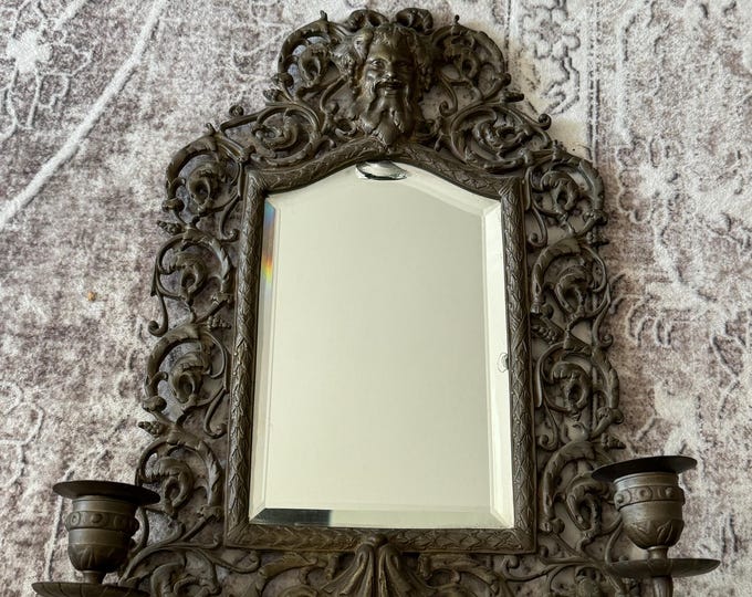 Antique Victorian Bevel Edge Mirror Double Candle Holder - Gothic ...