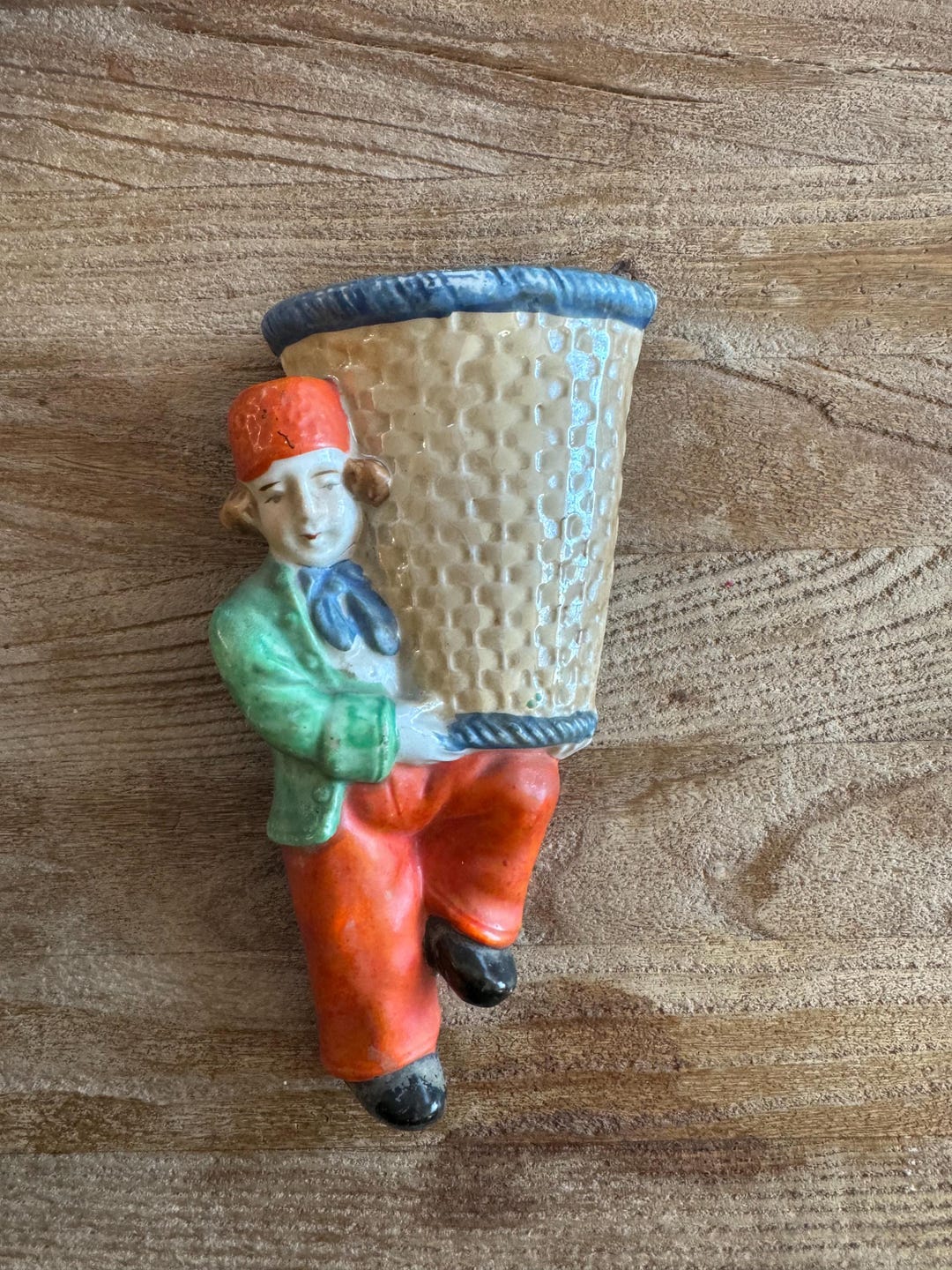Made in Japan Pocket Vase - Man Holding Basket Made in Japan - Vintage ...