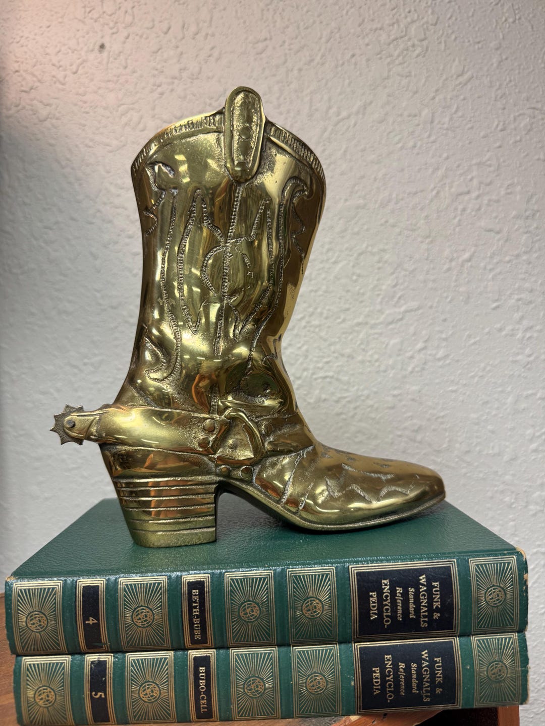 Vintage Brass Cowboy Boot With Moving Spur Vase - Vintage Brass Western ...