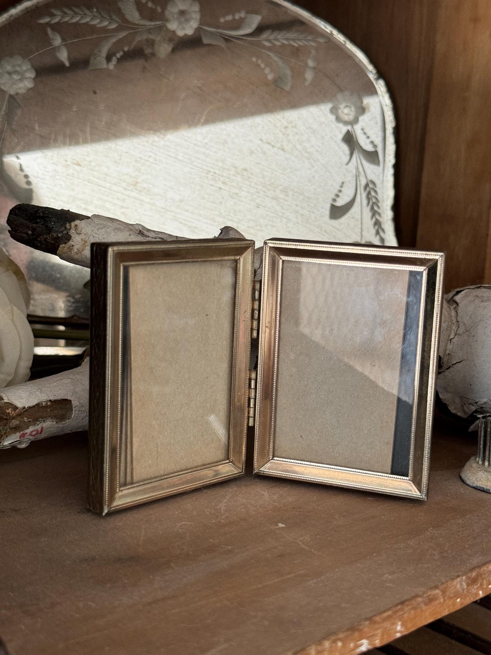 Double Frame Brass Picture Frame Vintage Frame Brass Frame Gold Frame ...