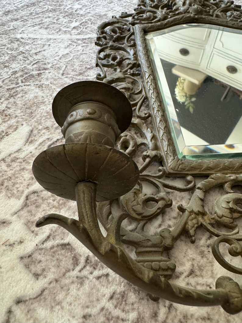 Antique Victorian Bevel Edge Mirror Double Candle Holder Gothic Mirror ...