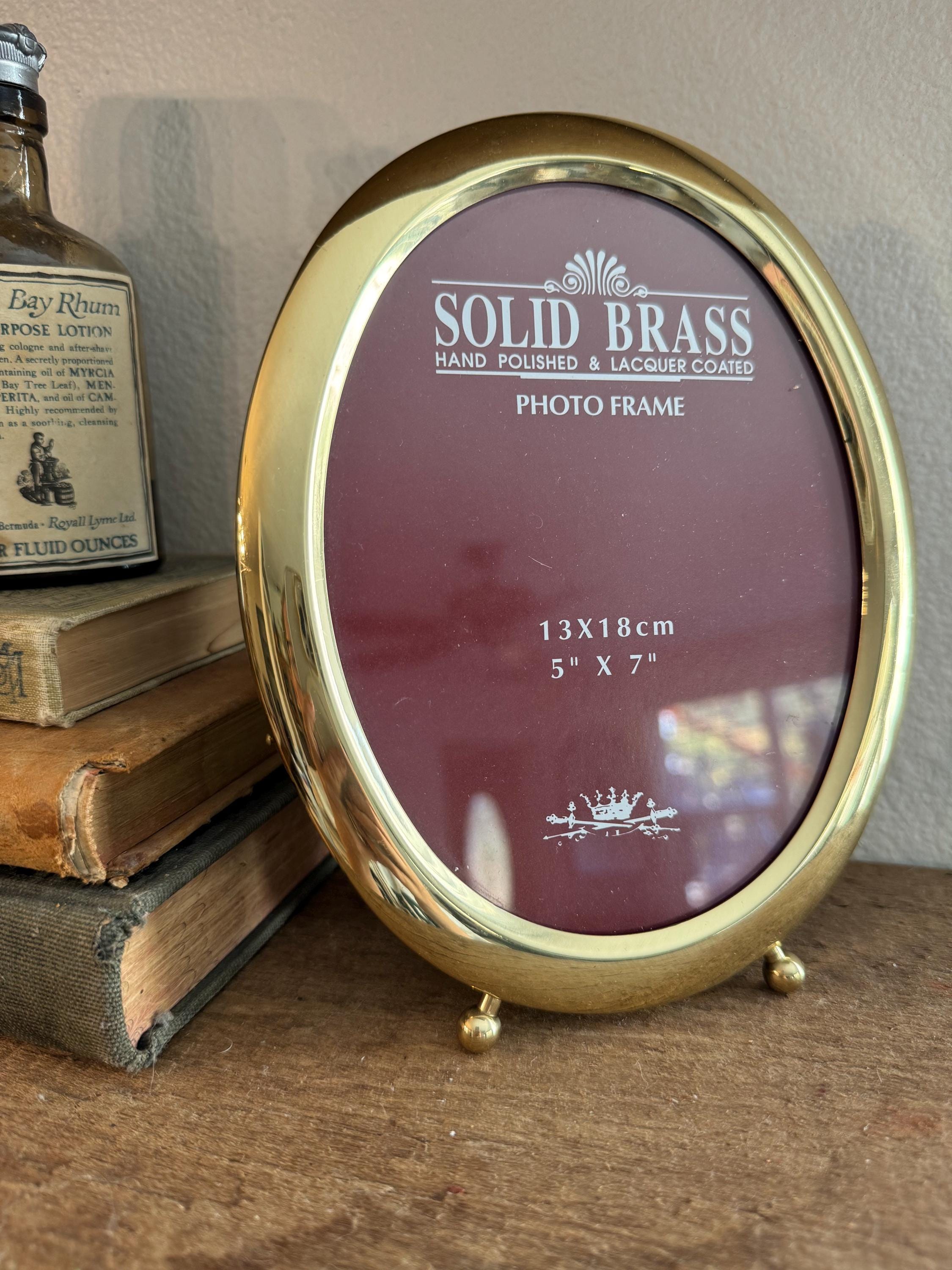 Vintage Solid Brass Oval Footed Picture Frame 5x7 Picture Frame Brass ...