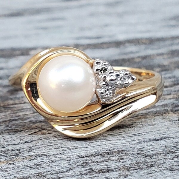 14k Pearl Ring - Etsy