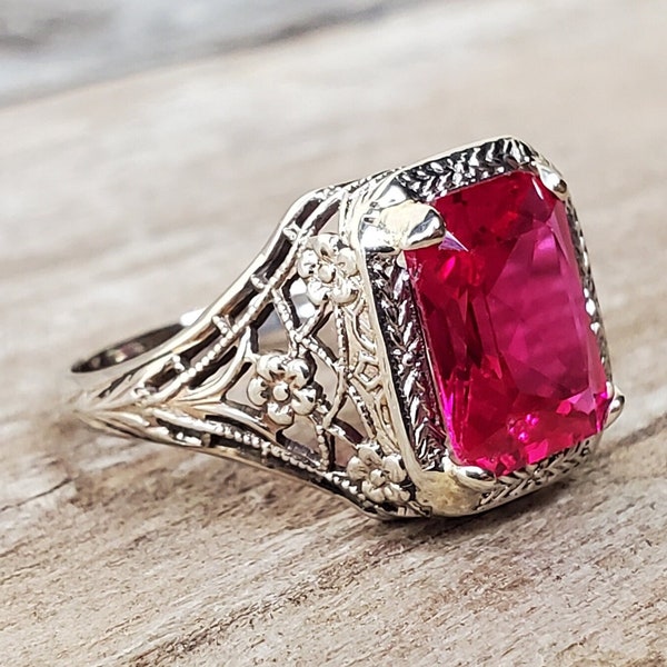 Ruby Filigree Ring - Etsy