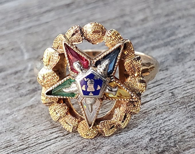 Vintage 10K Eastern Star Masonic Ring - Etsy