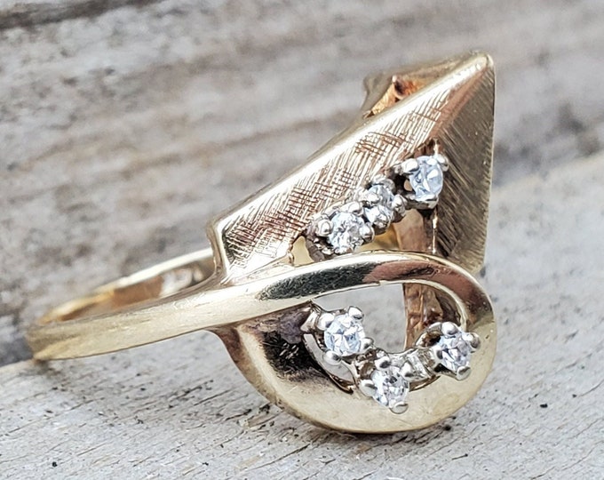 Vintage 14K Modernist Abstract Diamond Ring - Etsy