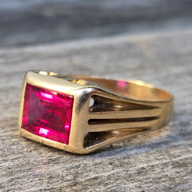 Ruby Men Ring - Etsy