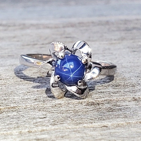 Blue Star Sapphire Ring - Etsy