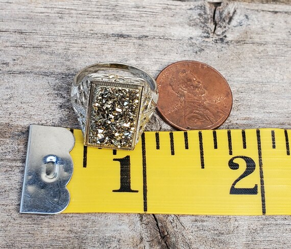Vintage 14k Filigree Pyrite Ring - Gem