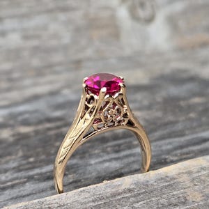 Vintage 10K Art Deco Filigree Ruby Ring - Etsy
