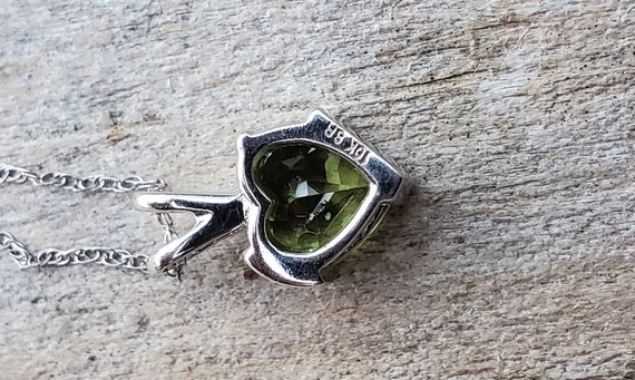 10K Peridot Heart Diamond Pendant and Necklace - Gem