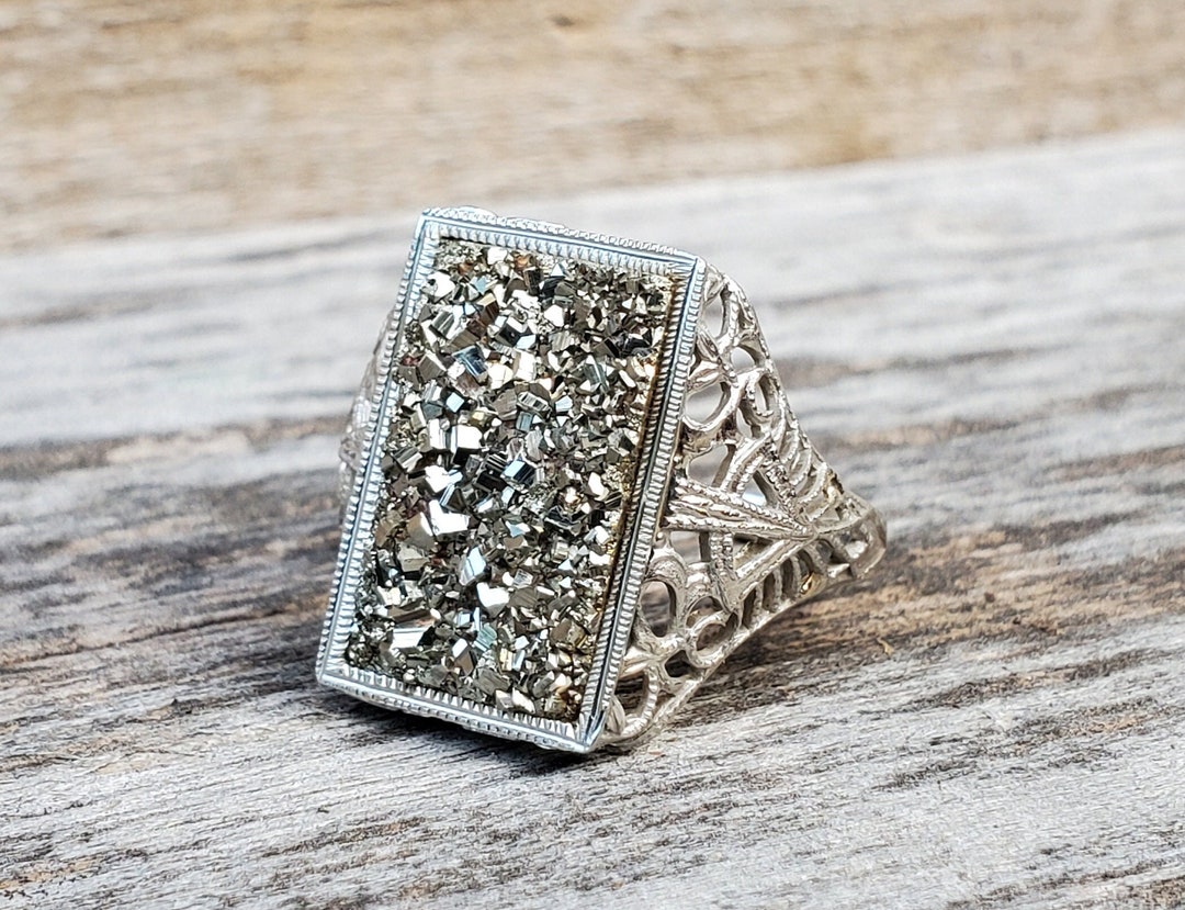 Vintage 14k Filigree Pyrite Ring - Etsy