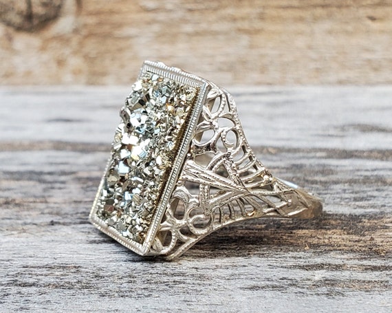 Vintage 14k Filigree Pyrite Ring - Gem
