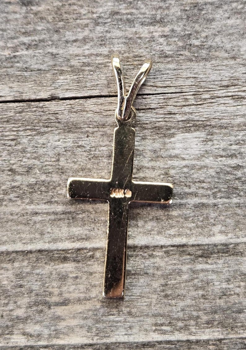 Vintage 14K Gold Engraved Cross Pendant - Etsy