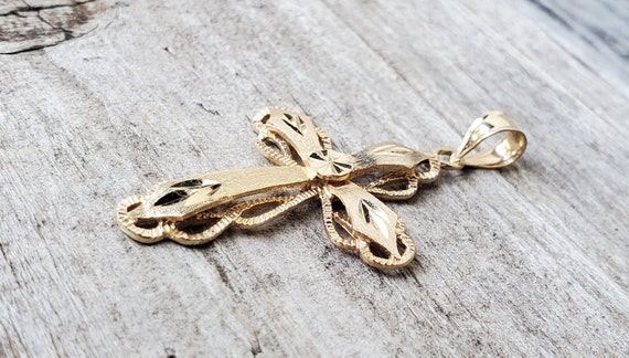 Vintage 14K Beverly Hills Gold Cross Pendant - Gem