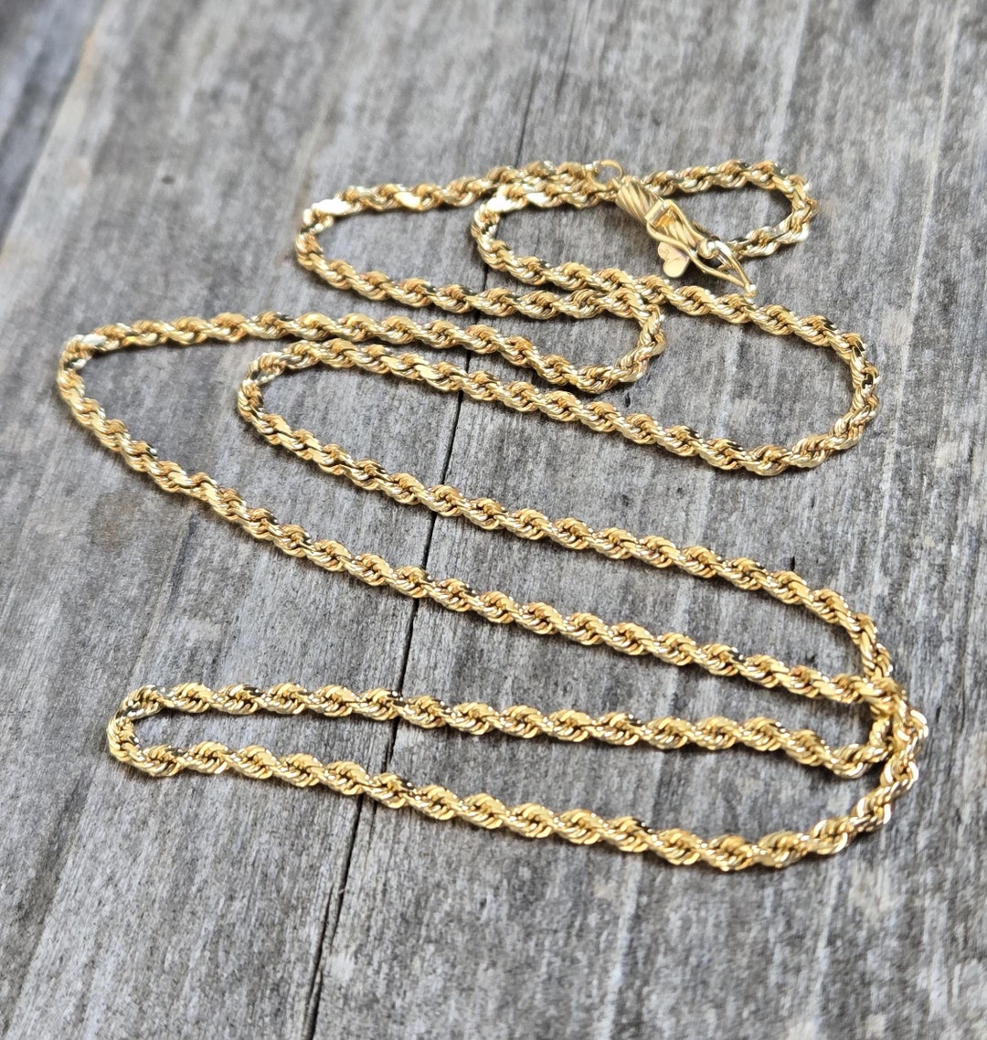 14K Twist Rope Chain 18in Yellow Gold - Etsy