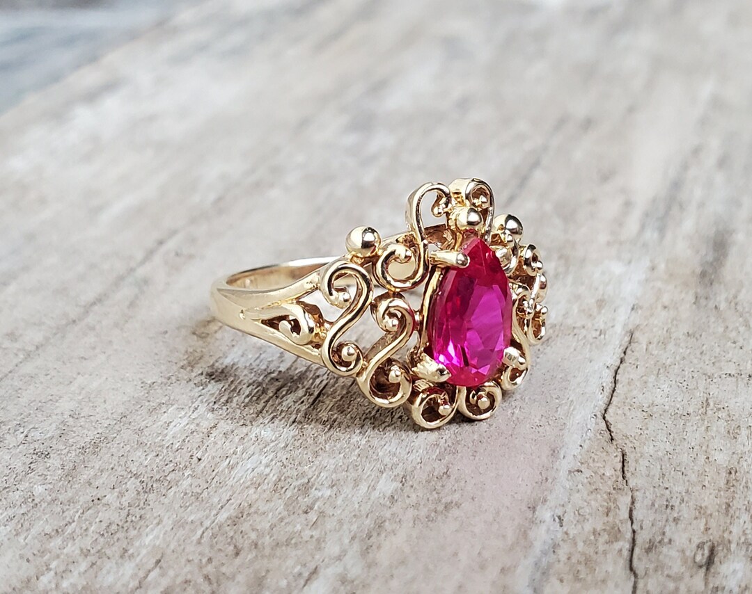 Vintage 10K Ruby Ring - Etsy