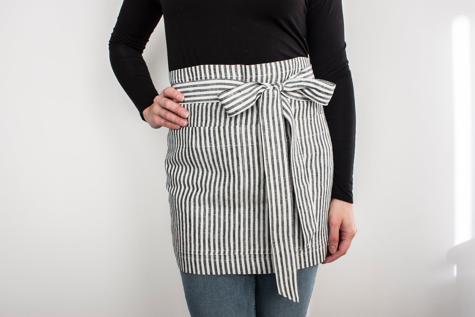Striped Linen Half Apron - Linen Apron - Wrap Apron - Linen Pinafore ...