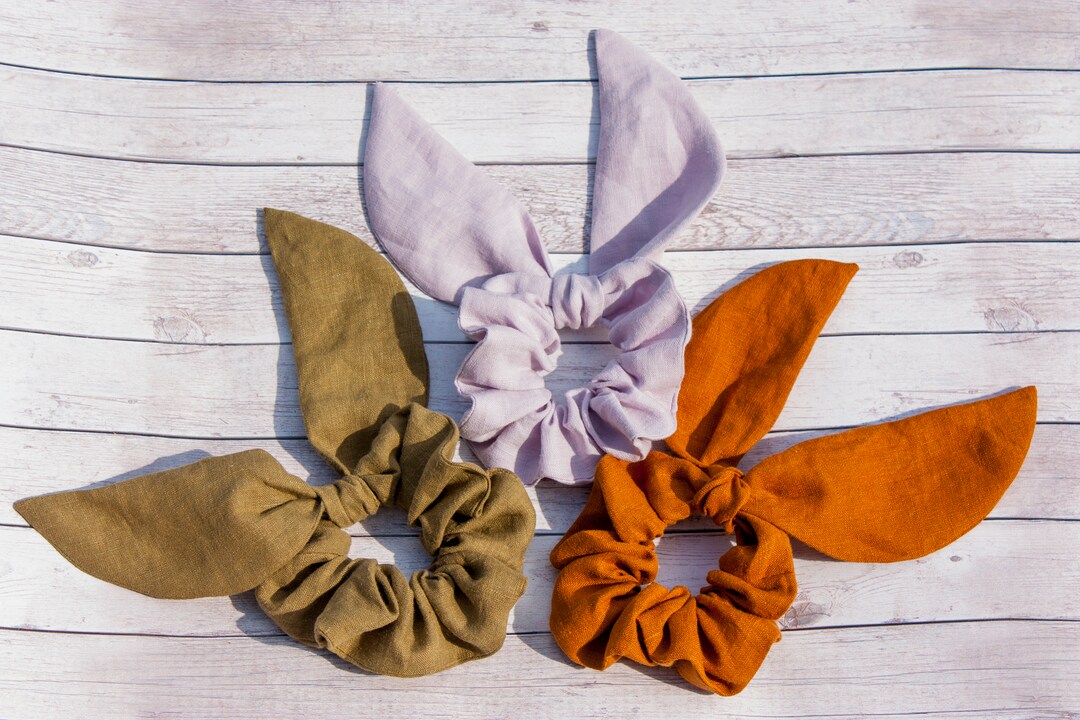 Linen Hair Scrunchie - Scrunchie Set - Scrunchie With Bow - Scrunchie ...