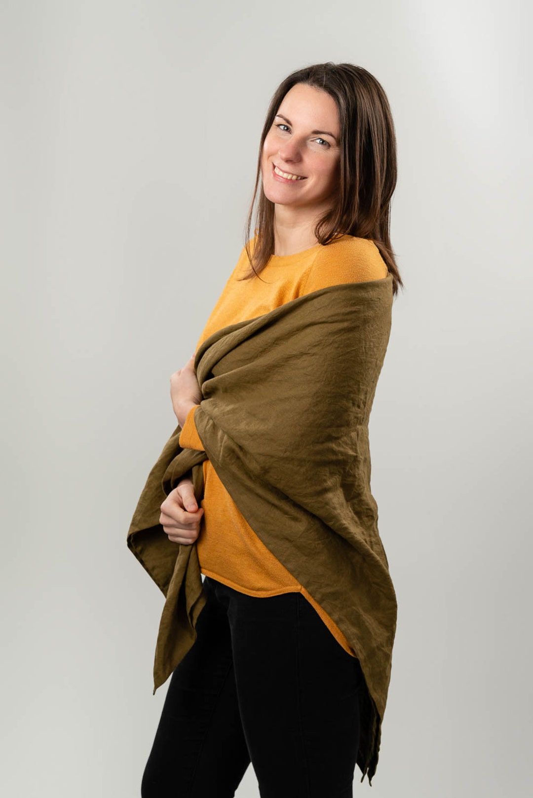 Amsterdam Scarf - Linen Wrap - Large Square or Rectangle Linen Scarf ...