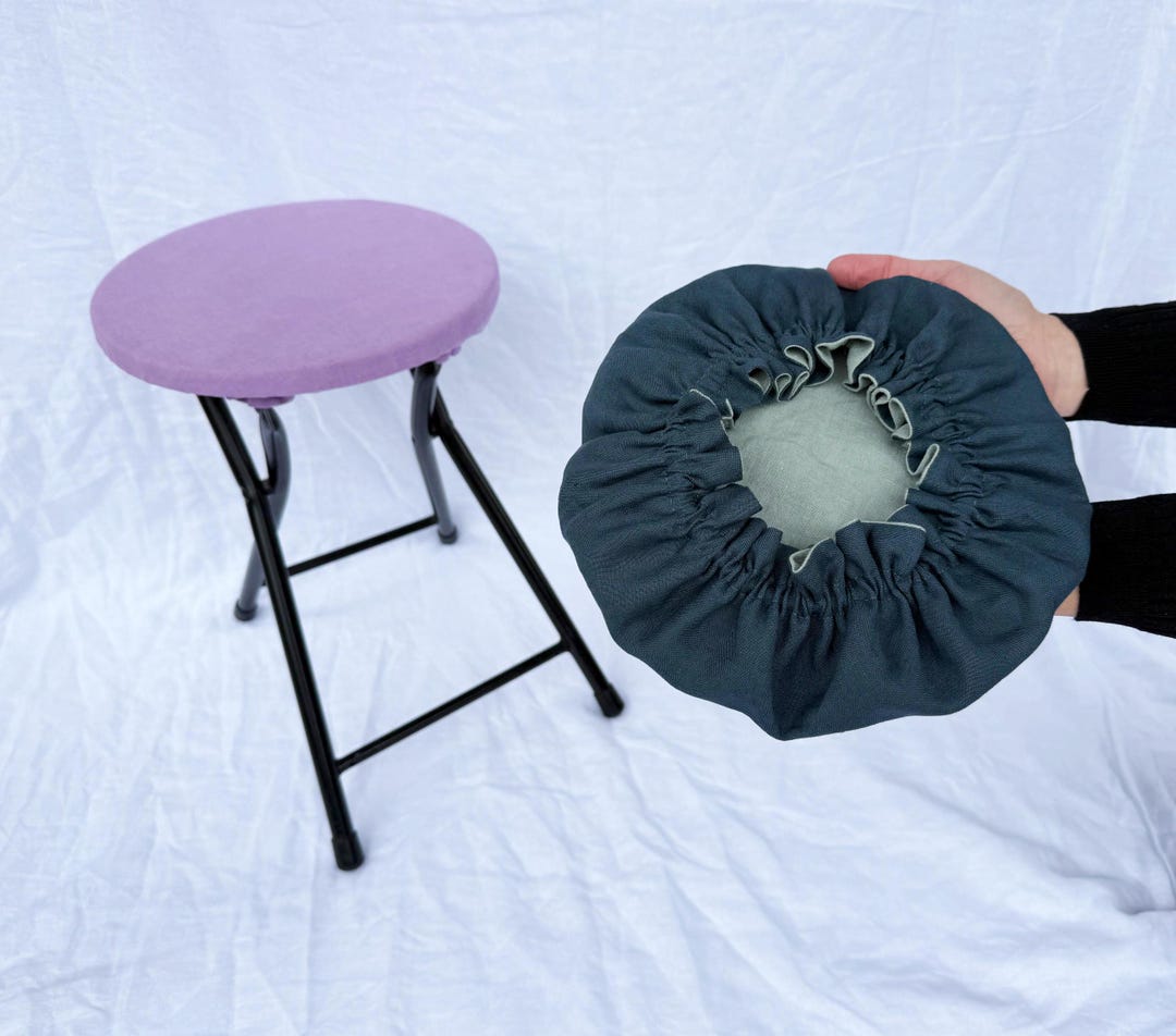 Stool Cover - Linen Reversible Stool Cover - Farmhouse Stool Covers ...