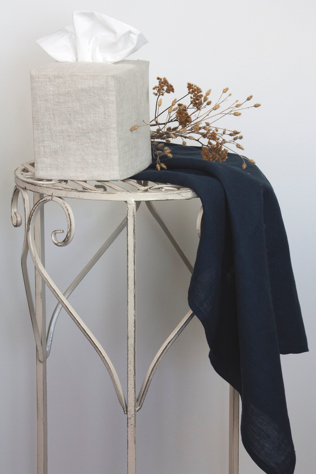 Linen Square Tissue Box Cover With Lining Square Tissue Box Cover ...