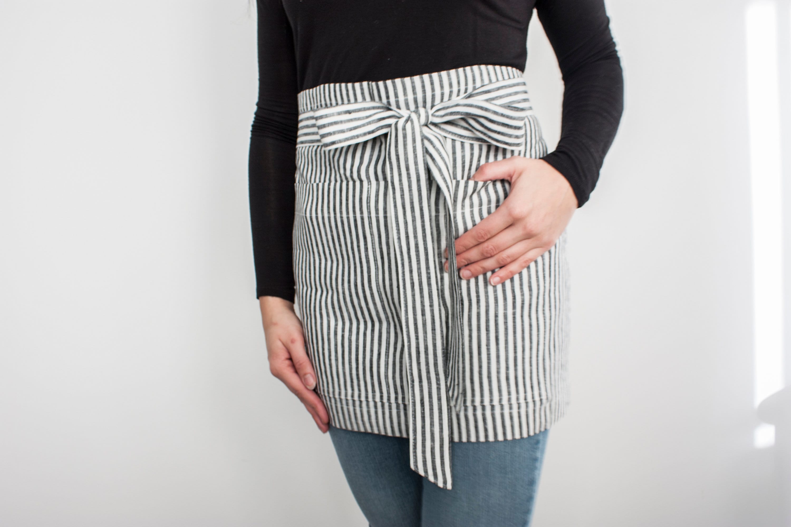 Striped Linen Half Apron - Linen Apron - Wrap Apron - Linen Pinafore ...