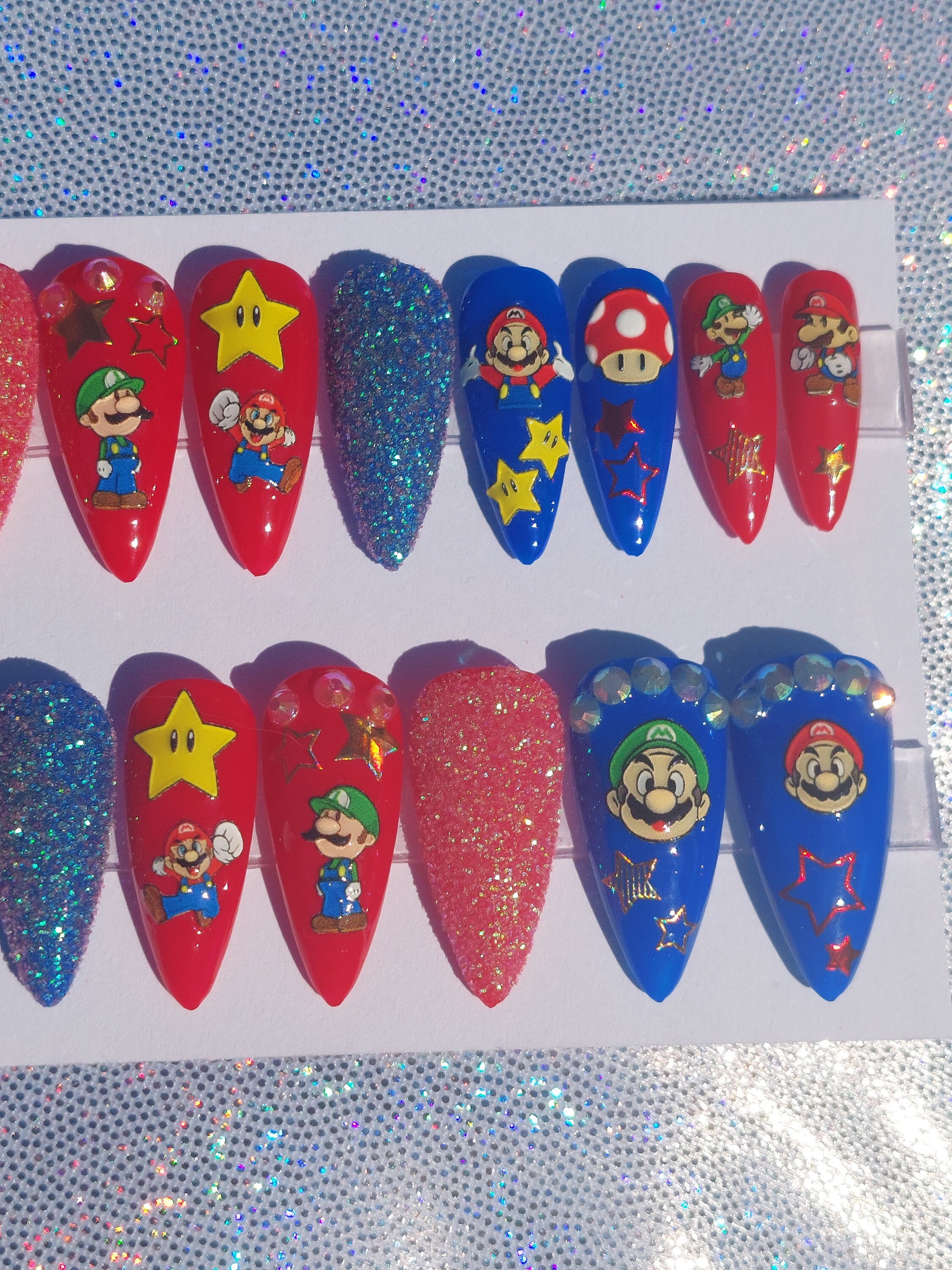 Mario Bros Gamer Nail Set 24 Piece FULL SET Handmade, Reusable, Hand ...