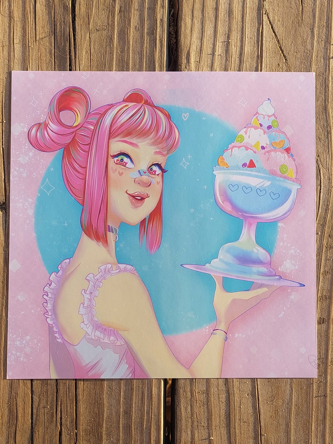 Sundae Babe Kawaii Fruits Parfait Original Chatacter 8x8 ART PRINT - Etsy