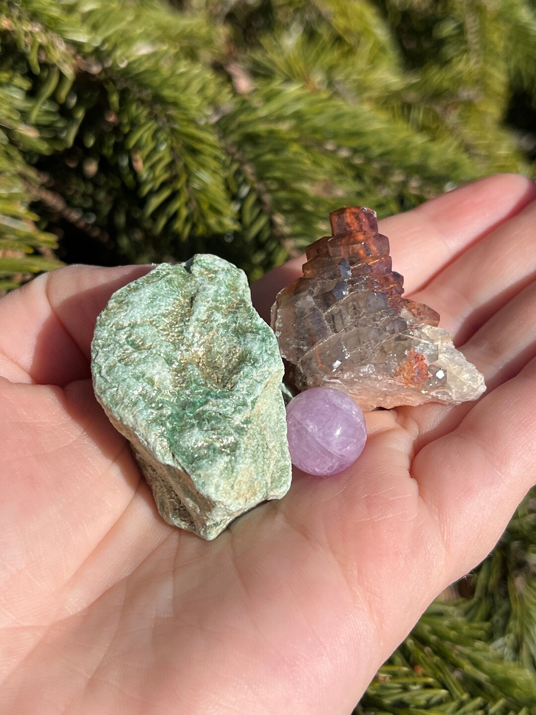 Crystal Lot With Red Stepped Calcite, Kunzite Mini Sphere, Fuchsite - Etsy
